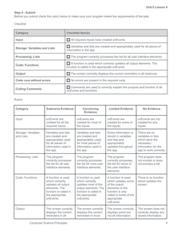 Unit 6 Lesson 4: Lists Activity Guide | PDF | Computer Program ...