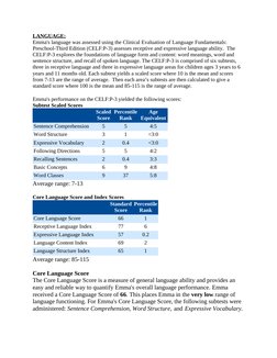 CELF-P3 Language Assessment Results | PDF | Cognitive Science | Human ...