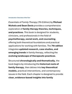 Essentials of Family Therapy Overview | PDF | Family Therapy ...