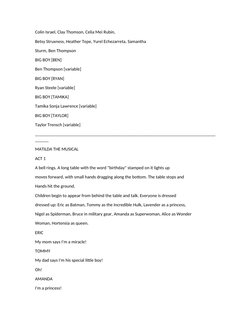 Matilda Musical Script - Act 1 | PDF