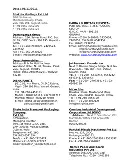 Vapi Company and Hospital Directory | PDF | Fax | Telecommunications