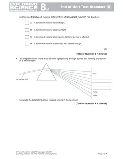 8J End of Unit Test Standard (S) | PDF | Color | Mirror