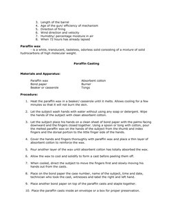 Paraffin Test for Gunshot Residue | PDF | Wax | Chemical Substances