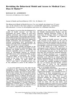 Revisiting Andersen's Behavioral Model | PDF | Health Care | Behavior