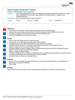 OMICRON Test Universe Training Course | PDF