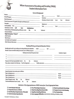 Wade Assessment | PDF | Special Education | Learning Disability