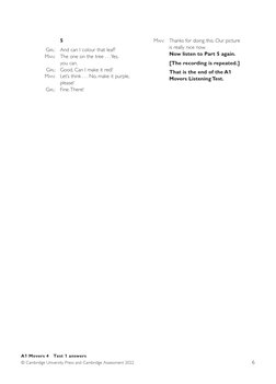 A1 Movers 4 Test 1 Answer Key | PDF