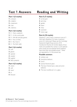 A1 Movers 4 Test 1 Answer Key | PDF