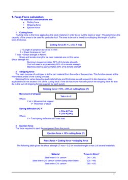 Press Tool Design and Force Calculations | PDF | Buckling | Materials ...