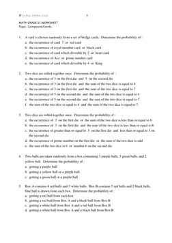 Worksheet Compound Probability | PDF | Dice | Probability