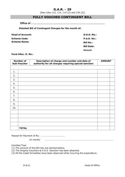 Fully Vouched Contingent Bill GAR-29 | PDF | Voucher | Invoice