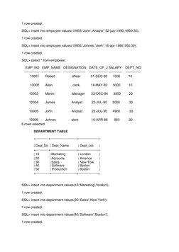 SQL Employee and Department Tables | PDF | Data Management Software ...