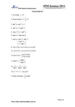 SPM Additional Mathematics Formula List | PDF | Triangle Geometry ...