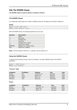 W3Schools SQL Tutorial Overview | PDF | Database Index | Table (Database)