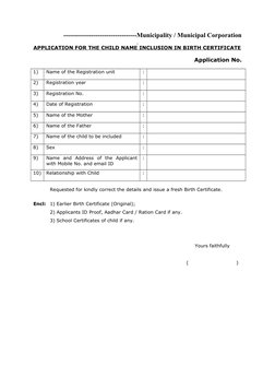 Child Name Inclusion in Birth Certificate | PDF