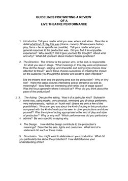Writing Effective Theatre Reviews | PDF | Play (Theatre) | Theatre