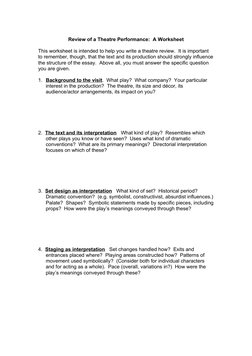 Writing Effective Theatre Reviews | PDF | Play (Theatre) | Theatre