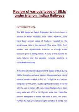 Review of SEJs in Indian Railways | PDF | Track (Rail Transport) | Rail ...