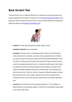 Back Scratch Test for Seniors' Flexibility | PDF | Wellness | Lifestyle