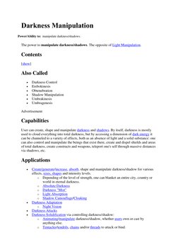 Mastering Darkness Manipulation | PDF | Darkness | Shadow