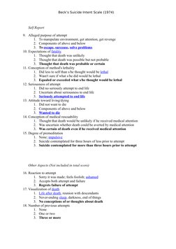 Beck's Suicide Intent Scale Overview | PDF | Suicide | Psychological ...