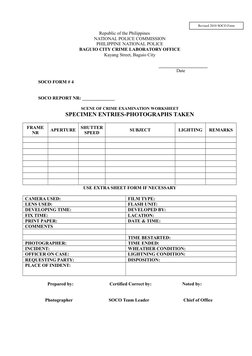 SOCO Report Form #1 Guidelines | PDF | Crime Scene | Camera