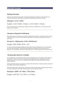 Hull Speed and Propeller Slip Calculations | PDF | Propeller | Hull ...
