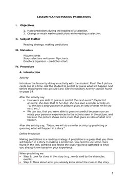 Making Predictions in Reading Lessons | PDF | Lesson Plan | Prediction