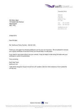 Swiftcover Car Insurance Certificate | PDF | Vehicle Insurance | Insurance