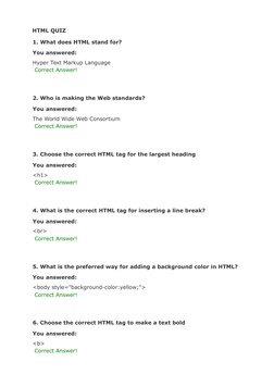 HTML and CSS Quiz with Answers | PDF | Html | Cascading Style Sheets