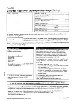 Parking Ticket Appeal Forms TE7 TE9 and TE3 | PDF | Public Law ...