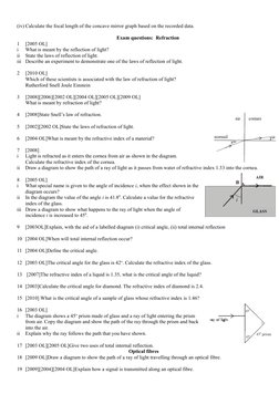 Geometric Optics Exam Questions | PDF | Lens (Optics) | Refraction