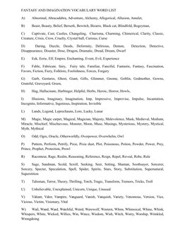 Fantasy Vocabulary Word List | PDF