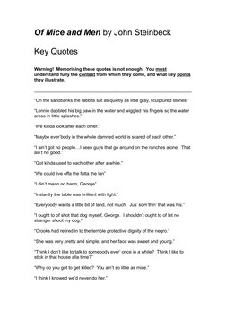 Key Quotes from Of Mice and Men | PDF | Leisure
