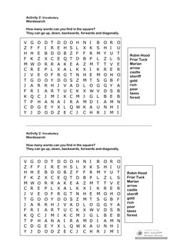 Robin Hood Classroom Activities Pack | PDF | Robin Hood | Word Search