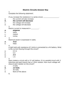 Electric Circuits Answer Key Guide | PDF