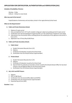 CAV Application Process and Requirements | PDF | Secondary School ...