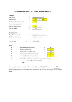 Pile Set Calculation Using Hiley Formula | PDF | Deep Foundation ...