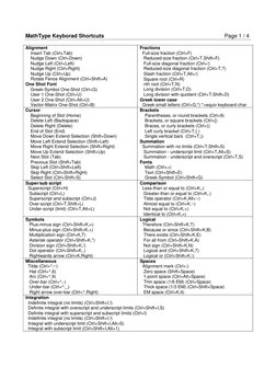 MathType Keyboard Shortcuts Guide | PDF | Bracket | Greek Alphabet