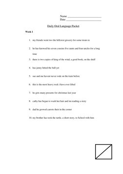 Daily Oral Language Practice Packet | PDF