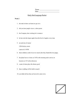 Daily Oral Language Practice Packet | PDF