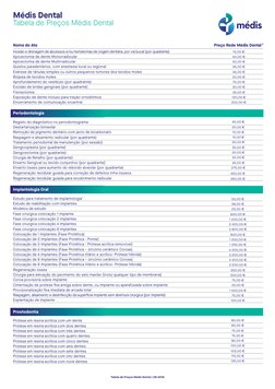 Tabela de Preços Médis Dental 2024 | PDF | Dente | Prótese