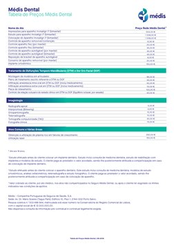 Tabela de Preços Médis Dental 2024 | PDF | Dente | Prótese