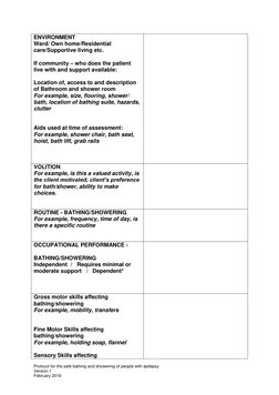 Occupational Therapy Shower Assessment Tool | PDF | Occupational ...