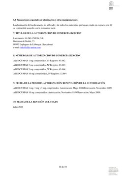 Ficha Técnica de Aldocumar y Warfarina | PDF | Farmacología | Medicina ...