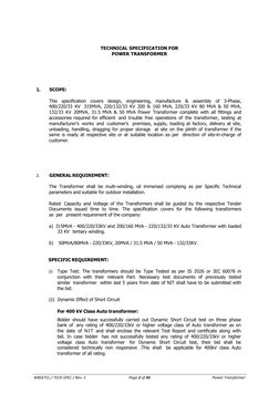 Technical Specification for Power Transformers | PDF | Transformer ...