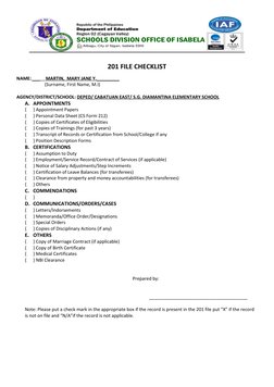 201 File Checklist for Employees | PDF