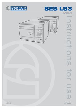 Eschmann SES Little Sister 3 Autoclave - User Manual | PDF | Purified ...