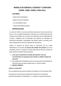 Teoría de Enfermería de Lydia Hall | PDF | Enfermería | Cuidado de la salud