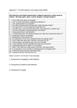 Self-Reflection and Insight Scale (SRIS) | PDF | Self-Improvement